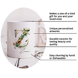 Gossby Personalized Custom Mug (Z) Personalized Alphabet Customized Coffee Mug Cup Gift for Girlfriend/Wife/Mom/Sister, Personalized White Ceramic Mug 11oz 15oz Gifts for Special Day