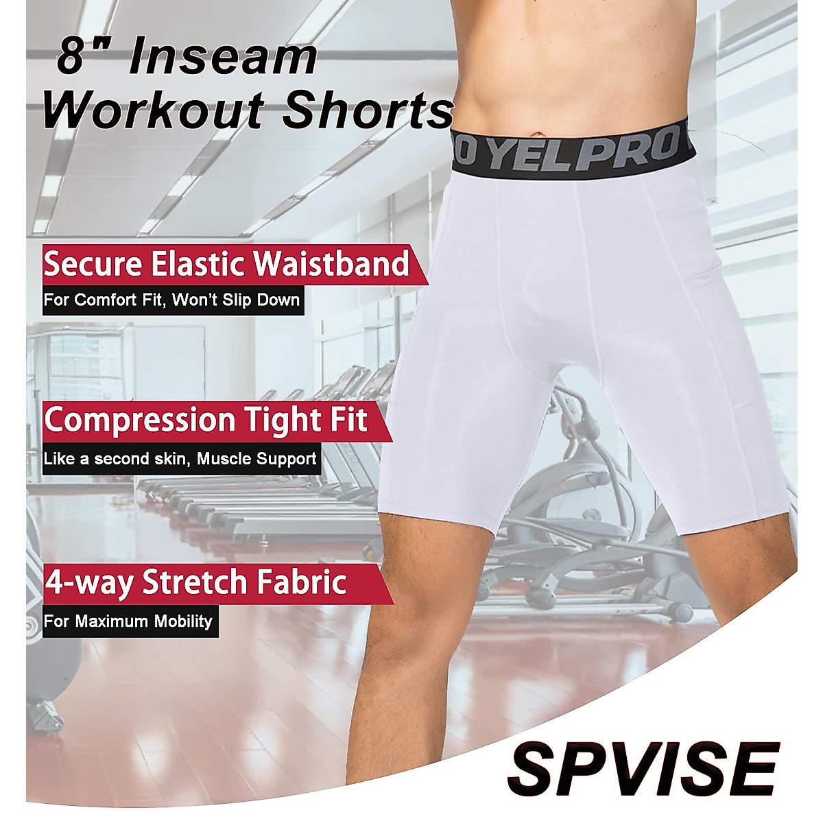 Compression Shorts Men 3 Pack, Dry Fit Compression Underwear Spandex Running Shorts Mens Workout Athletic Short Pocket