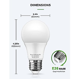 L LOHAS LED Dusk to Dawn LED Light Bulbs, 40W Equivalent LED Outdoor Lighting, Daylight 5000K, Automatic On/Off Outdoor Light, A19 6W Bright Porch Light Bulbs, 500LM E26 for Garage Patio, 4 Pack