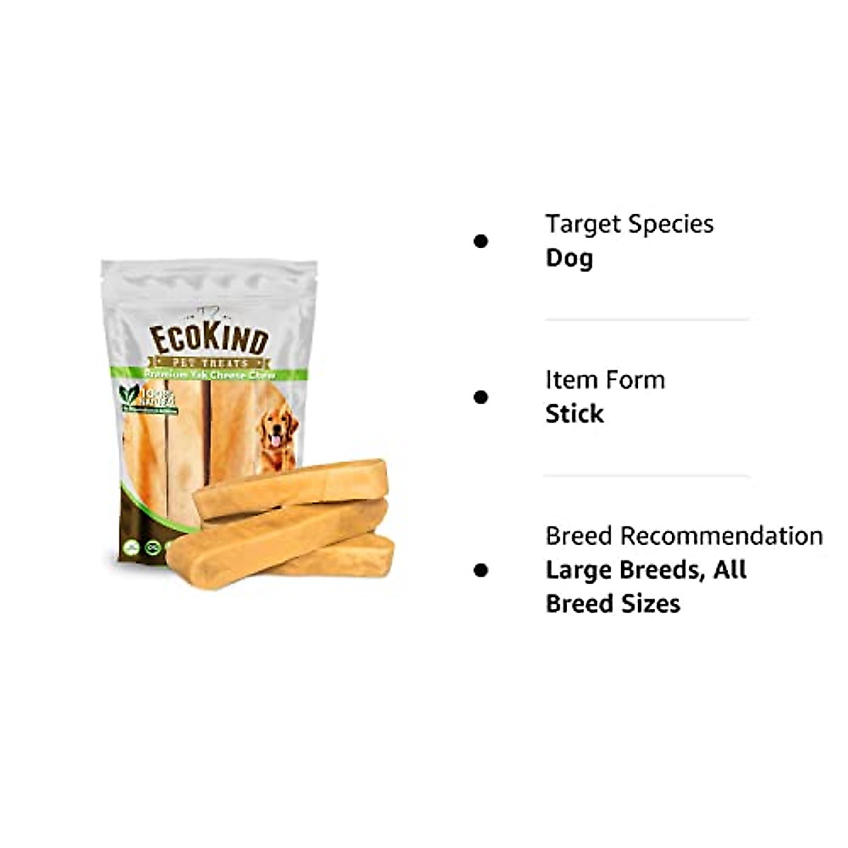 EcoKind Monster Himalayan Yak Cheese Dog Chew | XL Dog Chews, Rawhide Free, Extra Long Lasting Dog Chew Stick for Aggressive Chewers, Indoors & Outdoor Use, Healthy Dog Treats, Made in The Himalayas
