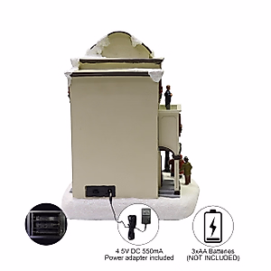 MOMENTS IN TIME 11" H Resin Christmas Village Building, Frosty's Fine Jewelry Shop with LED Lights and Christmas Music - Power Adapter (Included)