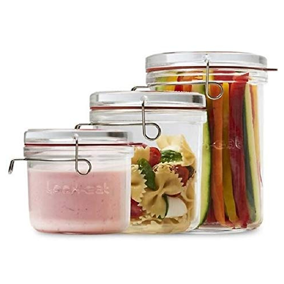 Luigi Bormioli Lock-Eat Frigo Jars, 3 piece set S/M/L, Clear