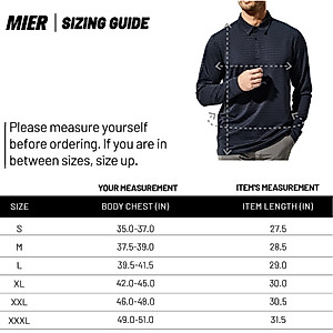 MIER Long Sleeve Polo Shirts for Men Quick Dry Polyester Collared Shirt Casual Performance Golf Shirts, Navy, XXL