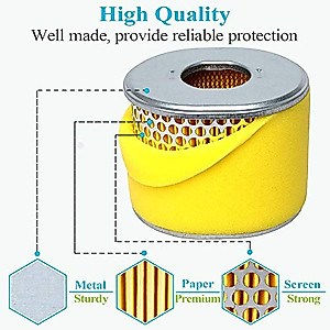 HOODELL 5 Pack 17210-ZE3-505 Air Filter, Professional 17210-ZE3-010 Air Filter with Pre Cleaner, Fit for Honda GX390 13HP GX340 11HP Engine Air Filter