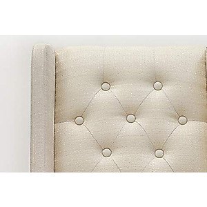 East West Furniture SHFO5-BLK-01 5 Piece Kitchen Table Set for 4 Includes a Round Dining Room Table with Pedestal and 4 Cream Linen Fabric Upholstered Chairs, 42x42 Inch, Black