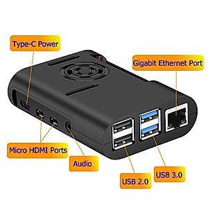 Raspberry Pi 4 Case, MazerPi Raspberry Pi Case with Cooling Fan, Raspberry Pi 4 Heatsink for Raspberry Pi 4 Model B, Pi 4B, Pi 4