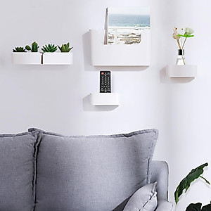 Poeland Floating Shelf Wall Mounted Non-Drilling Adhesive Bathroom Organizer Ledge Shelf for Home Decor/Kitchen/Bathroom Storage 8pcs