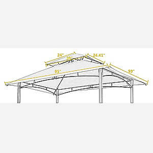 MengK 8x5Ft Grill Gazebo Replacement Canopy,Double Tiered BBQ Tent Roof Top Cover,Brown