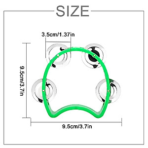 SAVITA 4 Pcs Percussion Tambourine Plastic Mini Half Moon Adults Tambourine Jingle Bell Musical Toys Musical Rhythm Instruments for Boys Girls Kindergarten Party Family Gatherings (Multi-colors)
