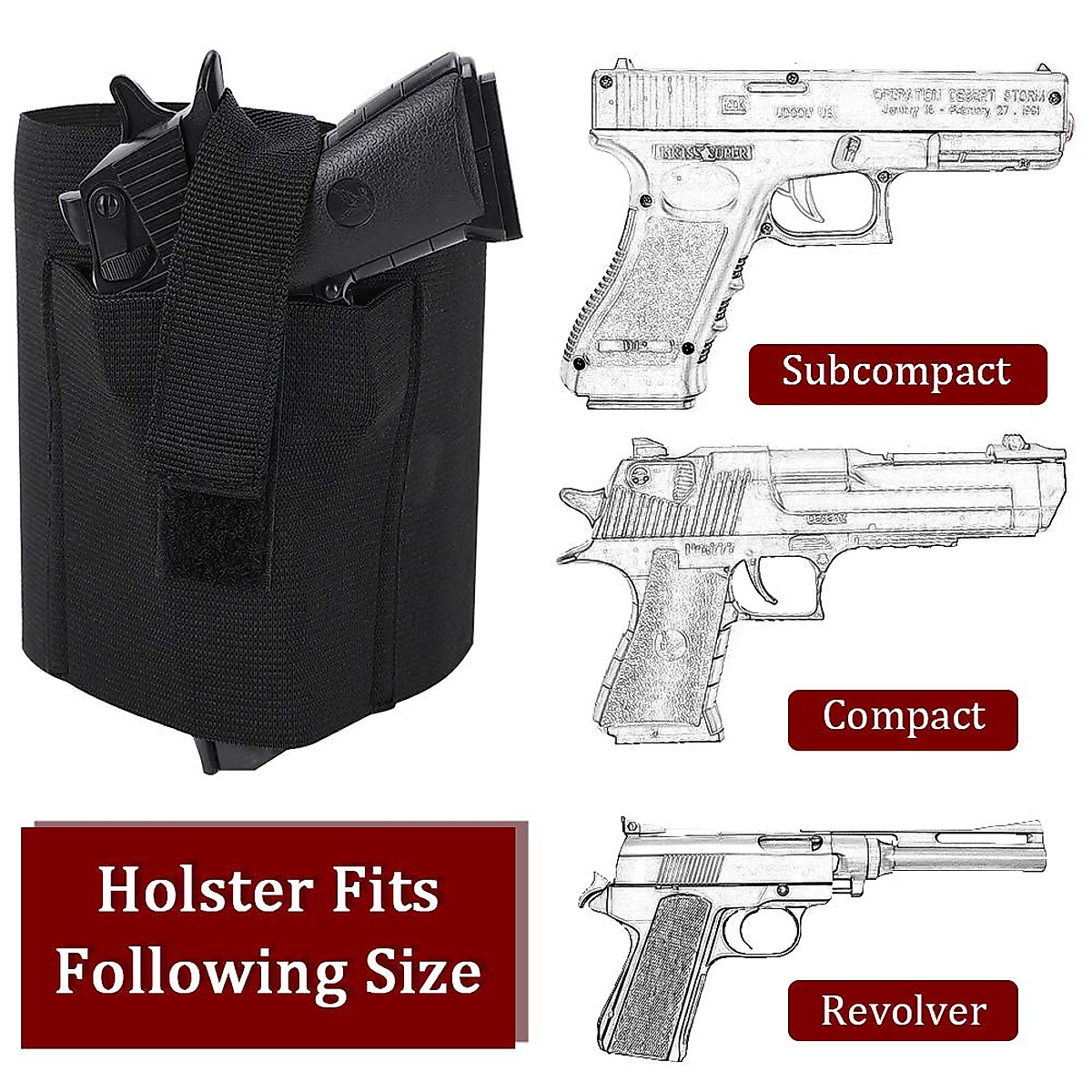 Accmor Ankle Holster for Concealed Carry, Elastic Deep Concealment Leg Holsters with Magazine Pocket/Pouch for Men and Women, Right & Left Hand Draw