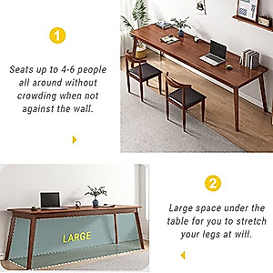 NELYE Mid-Century Long Desk Table - 71 Inches Wood Simple Modern Extra-Long 2-Person Computer Workstation for Home Office Work, Walnut, 71" W x 24" D x 30" H