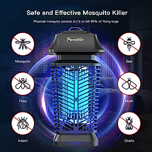Bug Zapper Outdoor, Electric Mosquito Zapper Indoor, 20W/4200V, IPX4 Waterproof, Fly Zapper, Fly Traps, Plug-in Mosquito z Lamp for Home, Patio, Garden, Camp (Black)