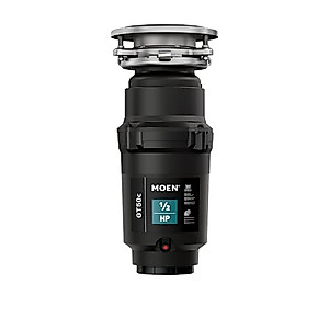 Moen Prep Series Disposer 1/2 Horsepower Continuous Feed Garbage Disposal featuring Fast Track Technology, Power Cord Included, GT50C