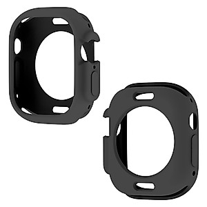Yrzper Compatible with Apple Watch Ultra 49 mm case All-Round Shockproof TPU Silicone Protective Cover Bumper Shock-Absorbing Scratch-Resistant for (Black)