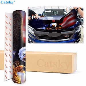 Hapmeote American Flag Eagle Decal Wrap Eagle Vinyl Sticker Graphic, Truck Decal, Truck Graphic, Bonnet Decal (Type4),22.8 (HA230213-Flag-4)