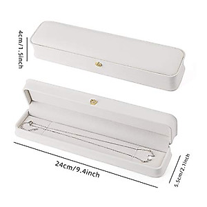iSuperb Set of 2 Long Chain Necklace Box Velvet Interior Jewelry Gift Box Case Necklace Pendant Box Bracelet Box Jewelry Display for Wedding Engagment