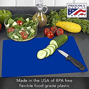 Cut N' Funnel Color Coded Flexible Plastic Cutting Board Mats 4 Pack Made in the USA BPA Free, Dishwasher Safe 11.5” x 15”
