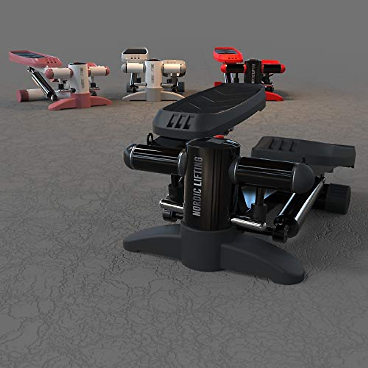 Mini Stepper & Stair Climber Machine - w/Resistance Bands Set - Built in Monitor by Nordic Lifting