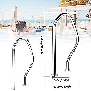BTZHY Pool Handrails Pool Hand Rail 304 Stainless Steel Swimming Pool Handrail, Easy-to-Install, Pool Hand Rail for Garden Backyard Pools and Inground Pools Entrances