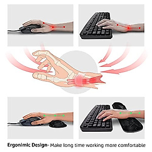 PULAIXIN 5 in 1 Keyboard Mouse Pad Set, Mouse Pad Wrist Support, Extended Gaming Mouse Pad + Keyboard Wrist Rest Support, (34.5×15.7 in) Large Ergonomic Mousepad Desk Mat Combo -Black World Map