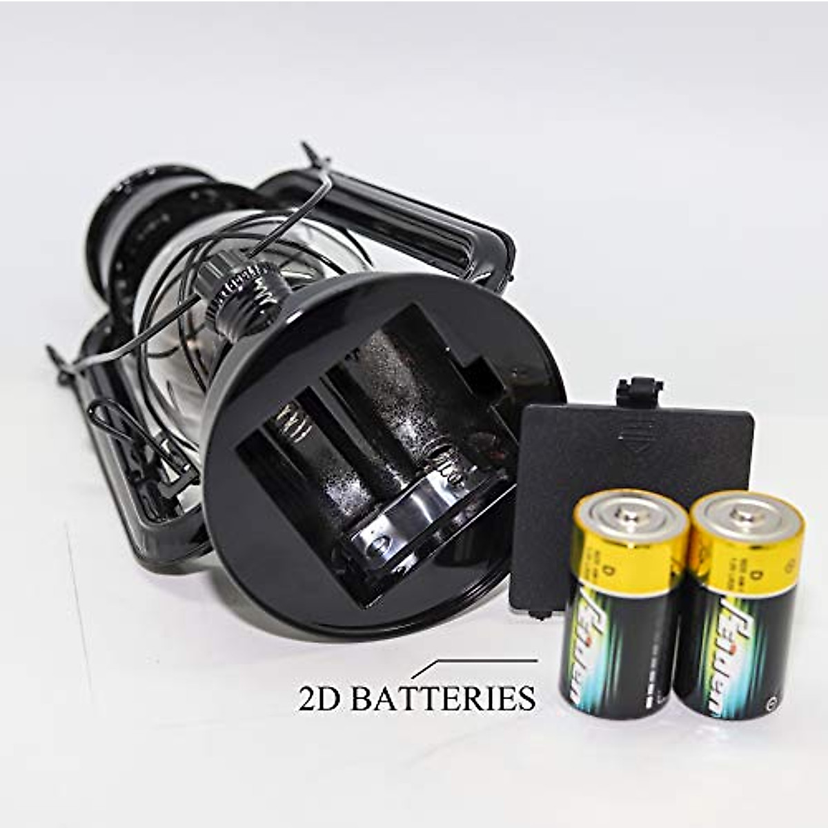 YAKii LED Vintage Lantern Metal Hanging Hurricane Lantern 12 LED Dimmer Switch Cold White Battery Operated Lantern Power Outage Indoor Camping Lighting Outdoor Brooklyn Lantern (Black 2 Pack)