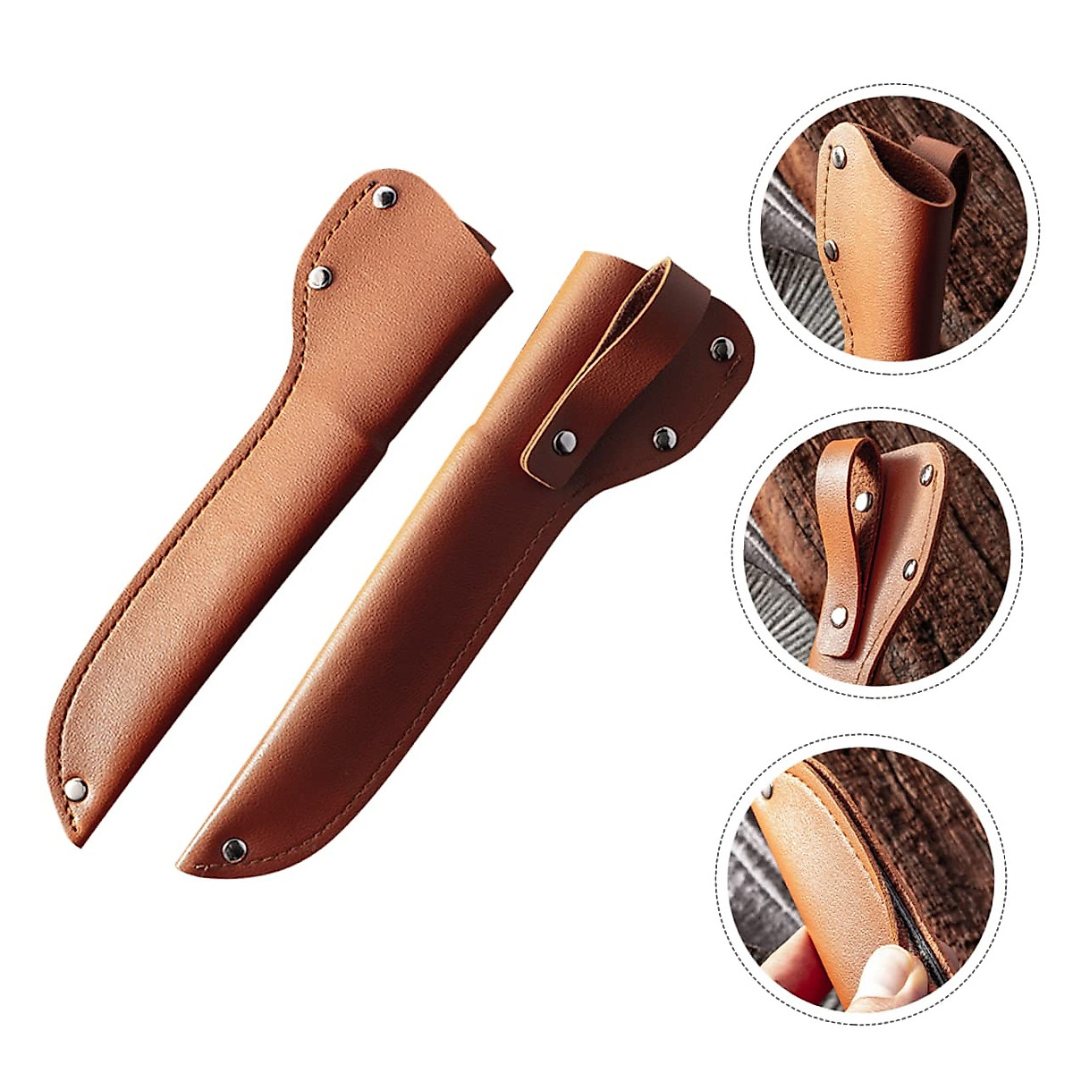 Zerodeko Glamping Accessories 4 Pcs Leather Sashimi Case Butcher Sleeve Chef Guard Blade Shield Shop Knives Long Guards Leather Sheath Cutter Cover for Restaurant Luxury Tool Pruner