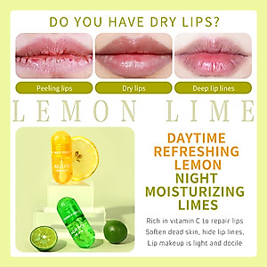 Easilydays Lemon Moisturizing Lip Oils, Mini Capsule Hydrating Lip Gloss, Daytime Refreshing Lip Balm Lip Care Serum, Lightweight Long Lasting Lip Glow Oil, Non-Sticky Shine Primer (Yellow)