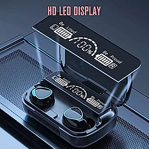 True Wireless Bluetooth 5.3 Earbuds Upgraded 9D HiFi Noise Cancelling Built-in Mic Waterproof AI w/3D Touch High-Fidelity Stereo Sound, Built-in Mic for Apple iPhone Android Laptops Running Gym