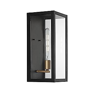 JONATHAN Y JYL7602A Berlin 7" 1-Light Outdoor Iron Glass Modern Industrial LED Wall Sconce French Country Rustic Transitional Garage Patio Porch Doorway Entryway, Black