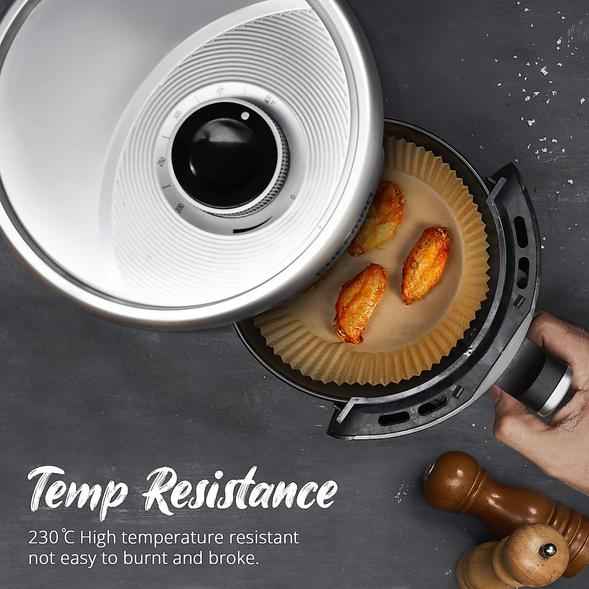 Air Fryer Liners - Non-Stick, Oil-Proof and Water-Proof Air Fryer Disposable Paper Liner - 7.87''*6.23''*3.09 Airfryer Parchment Liners - Air Fryer Paper Liners for Baking, Roasting and Frying