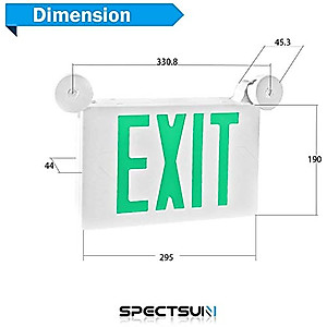 EXITLUX 2 Pack Green Led Exit Sign with Emergency Lighting Battery Backp -Two LED Adjustable Head -120V/277V-UL Listed-Exit Lighting -Dual LED Lamp ABS Fire Resistance for Power Failure.