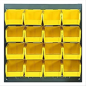 Quantum Storage Systems QLP-1819-210-16YL Gray Louvered Panels Complete Package with Bins, 18" L x 19" H, Yellow