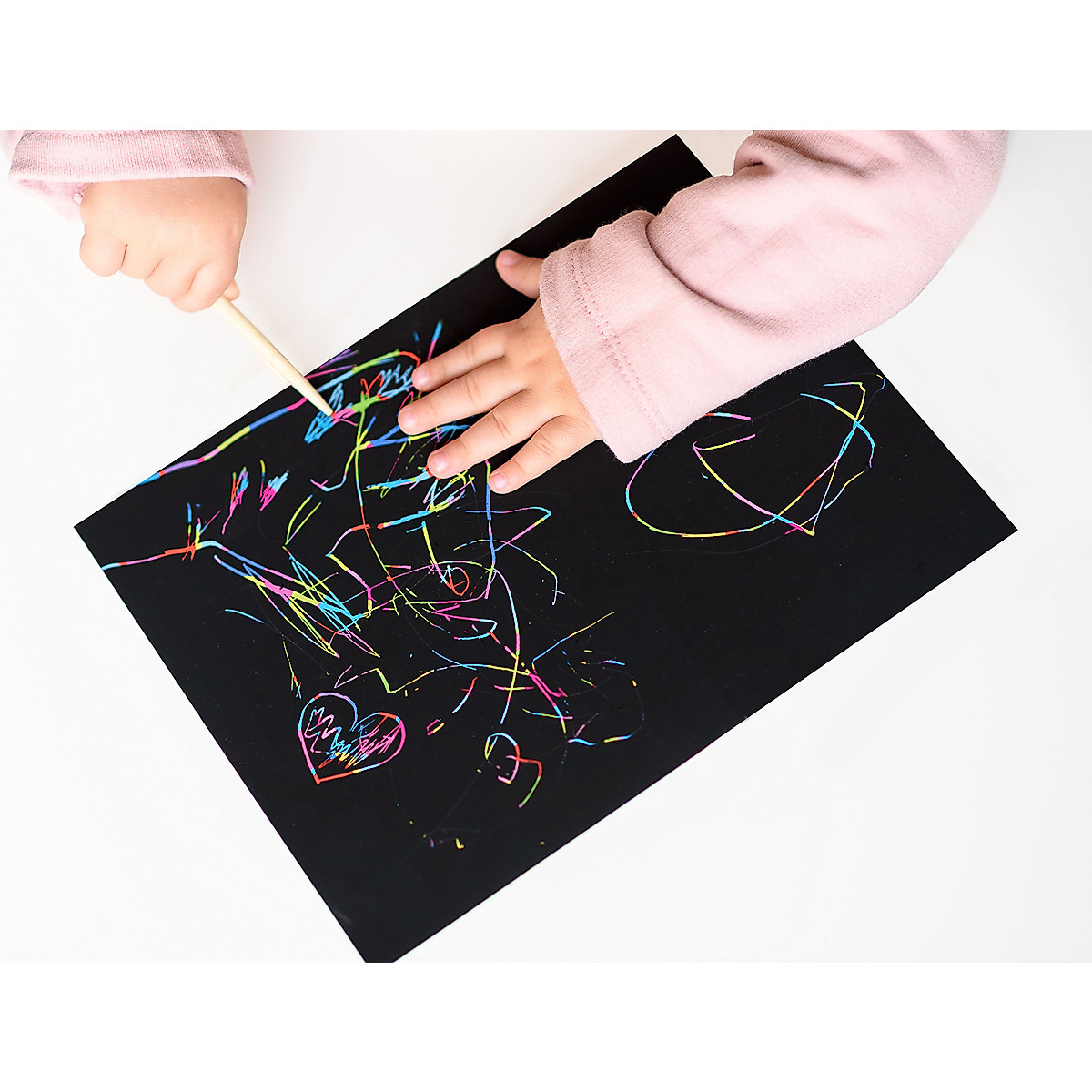 Rainbow Scratch Paper Bulk Pack, Large Size Full Sheet 7.5x10 inches, 50 Piece Magic Scratch Paper Art Set with 4 Wooden Stylus, Black Scratch Off Paper, Arts and Crafts for Kids