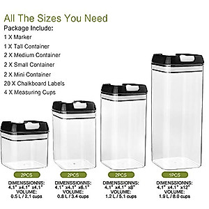 Airtight Food Storage Containers - MCIRCO 7 Pcs BPA Free Plastic Containers with Upgraded Lids - Kitchen & Pantry Organization and Canisters for Cereal,Flour, Include Label and Measuring Tools