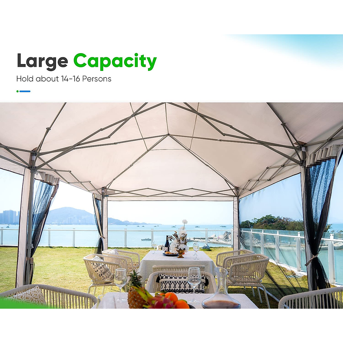 Quictent 10'x20' Pop up Canopy Tent with Netting, Instant Screen House Room Outdoor Party Event Gazebo Screened - Waterproof & 6 Sand Bags Included (Tan)