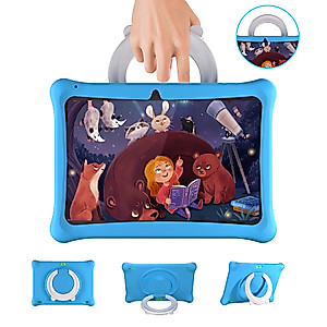 SGIN Tablet for Kids, 2GB RAM 64GB ROM, 10 Inch Android 12 Kids Tablet with Case with Parental Control APP, Dual Camera, WiFi, Educational Games，iWawa Pre Installed （Sky Blue）