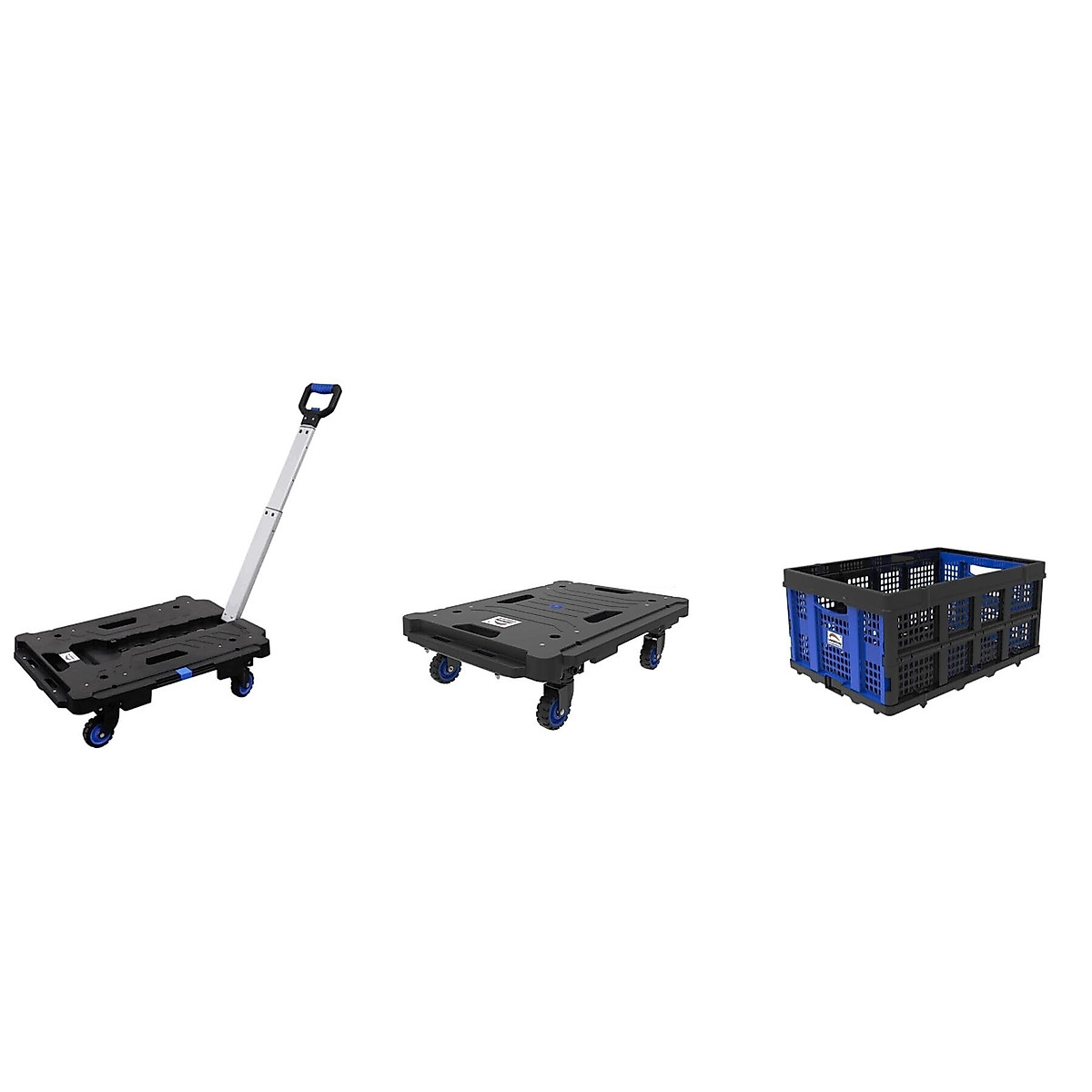 LEADALLWAY Multiple Carts Assembly Feasible Folding Hand Truck Dolly Carts and 50L Basket Set