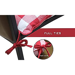 WHITEWRAP Outdoor/Indoor Chair Pads | 18”x18”|2-Pack | Black/White Checked | for Hardwood Floors, Cushions, Cotton with Soft Polyester Filling, Ties for Non-Slip Support, Comfortable