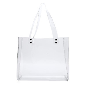 LAM GALLERY Women's PVC Clear Tote Bag for Working Beach Concert Sports Events Bag (Horizontal Style)