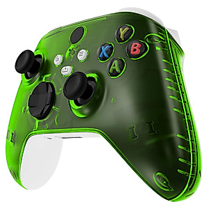 eXtremeRate Side Rails Grips Shell for Xbox Core Wireless Controller, Clear Green Replacement Part Front Housing Cover Handles Faceplate for Xbox Series X & S Controller [Controller Excluded]