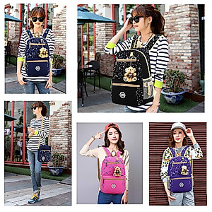 Star Print Girls Canvas Backpacks Set for School, School Bags Bookbags for Teenage Girls, with Crossbody Bag, 3 Pieces