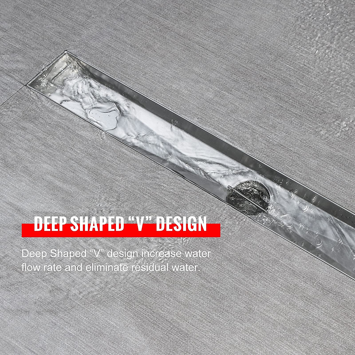 SaniteModar Linear Shower Drain, Invisible 2 in 1 Tile Insert & Flat Cover Shower Drain 24 inch, Brushed 304 Stainless Steel Linear Drain with Hair Strainer Adjustable Leveling Feet…