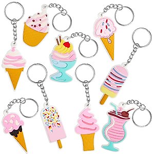 Sasylvia 36 Ice Cream Party Gifts Christmas Gift Ice Cream Party Favors Keychain Cute Ice Cream Party Decorations Appreciation Thank You Gifts