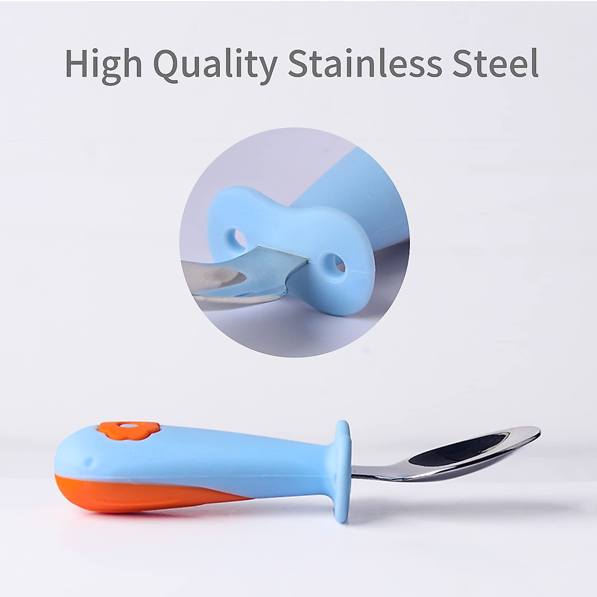 Toddler Utensils Baby Forks and Spoons, Baby Training Utensils Self Feeding Toddler Silverware Stainless Steel Kids and Toddler, Designed for Self Feeding Flatware Set with Travel Carrying 12m+