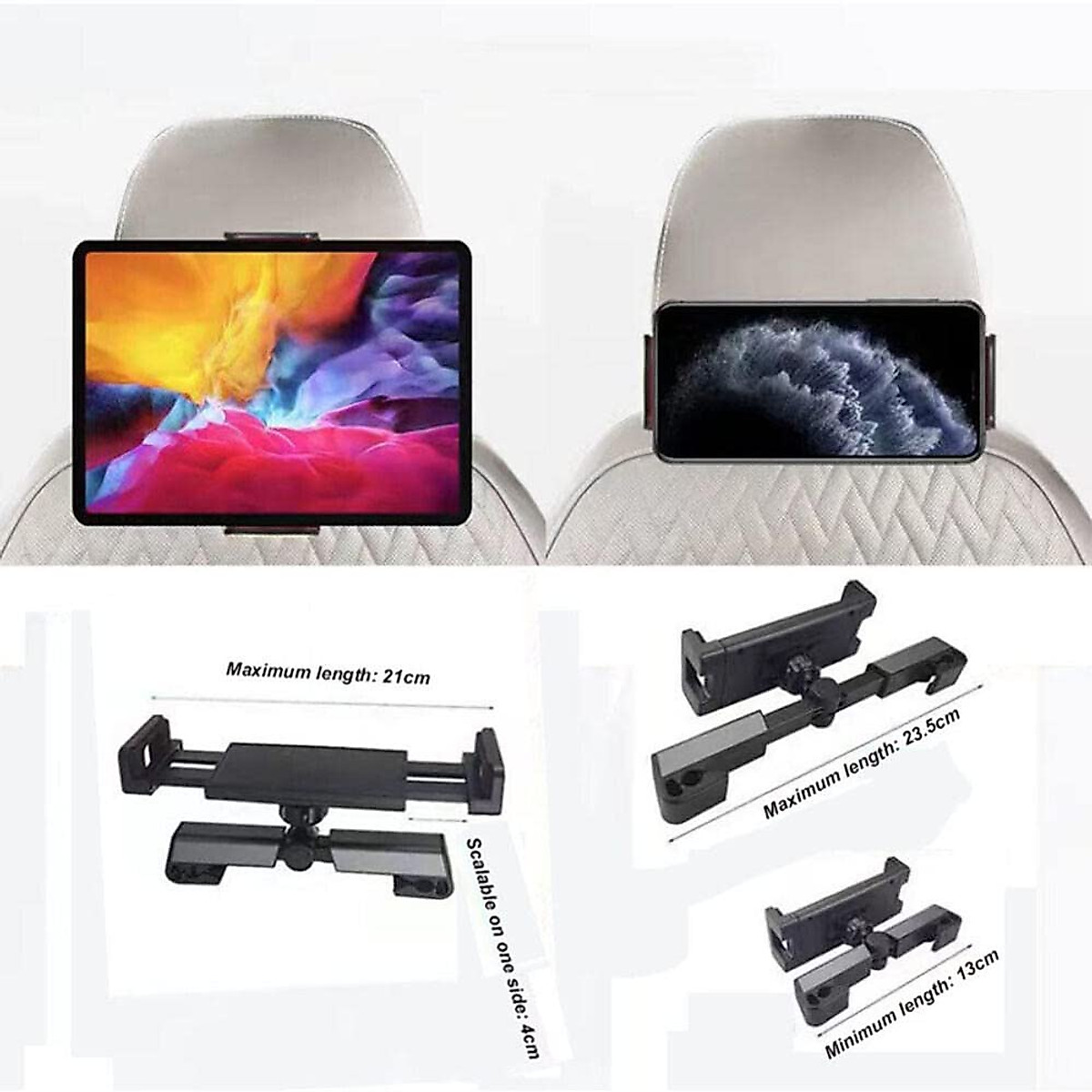 RUNAAJA 360° Mount Car Headrest Holder Seat Back Phone Tablet Universal for Apple iPad Mount Road Trip Essentials for Kids Adults