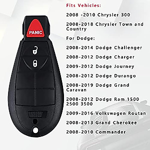 Key Fob Replacement for Dodge Charger Challenger Charger Grand Caravan Chrysler 300, RAM 1500 2500 3500 Keyless Entry Remote Start Control M3N5WY783X, Set of 2