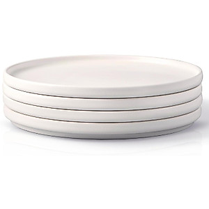 AmorArc Stoneware Dinner Plates Set of 4, 10.5 Inch Reactive Matte Glaze Ceramic Plates Set, Modern Dinnerware Dish set for Kitchen, Microwave, Dishwasher Safe, Scratch Resistant - Matte White