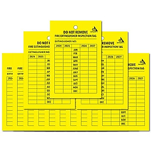 4 Year Fire Extinguisher Inspection Tags - [25 Pack] [2024-2027] Monthly Fire Extinguisher Tags for Indoor or Outdoor Fire Extinguishers, UV/Waterproof, Extremely Durable Performance Never Tear