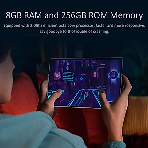 2 in 1 Tablet with Keyboard, 10.1 Inch HD 5G WiFi Tablet for Android12, 8GB RAM 256GB ROM, 7000mAh Octa Core 4G LTE Tablet with Dual Cameras for Study Office Game (US Plug)