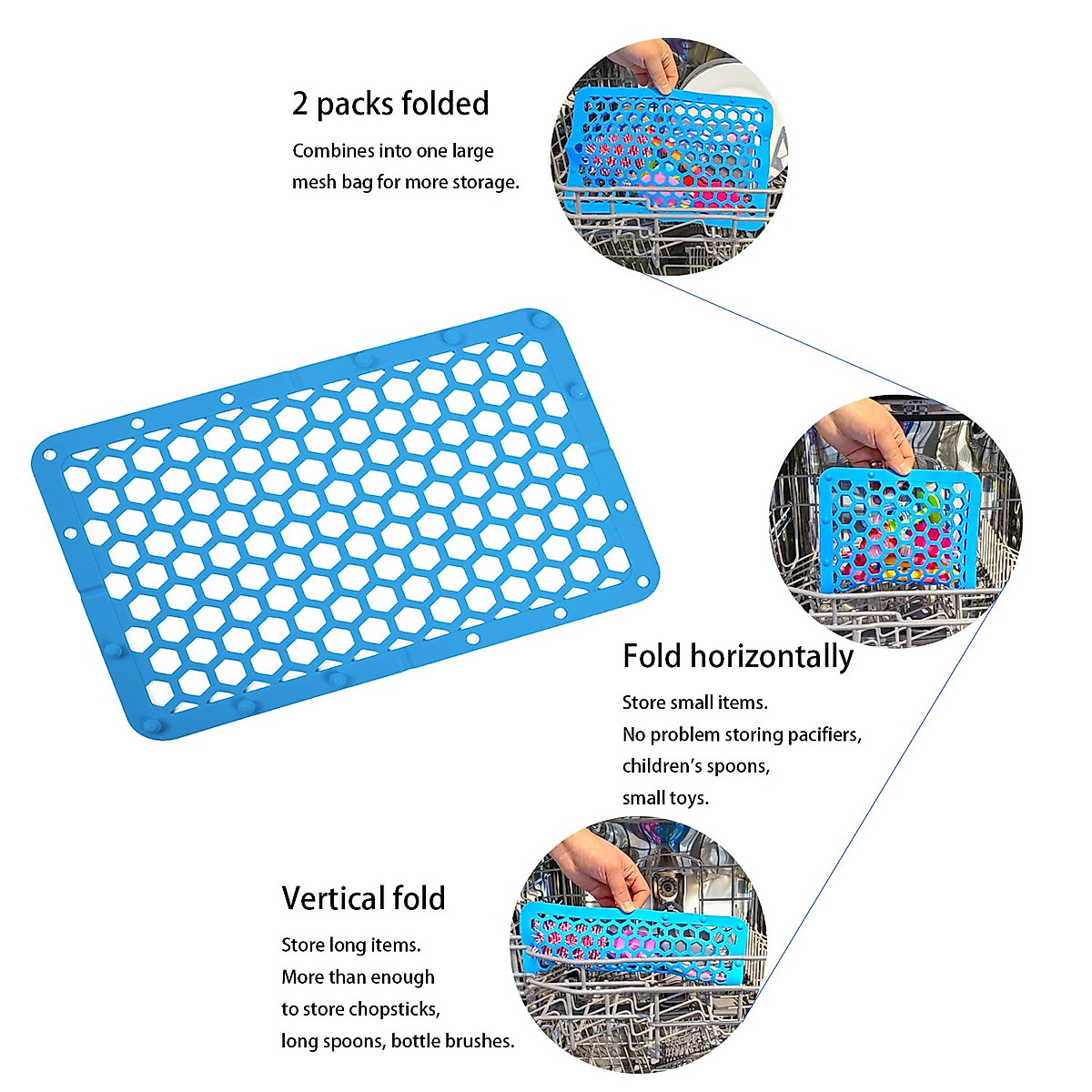 REVEX Silicone Baby Toy Dishwasher Bag,11.8"x7.9" Large Silicone Dishwasher Net for Toys Accessories and Pacifier (Blue)